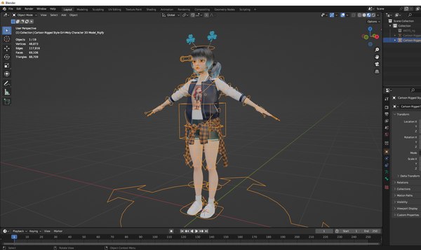 modelo 3d Personaje de dibujos animados Rigged Style Girl-Moly modelo ...