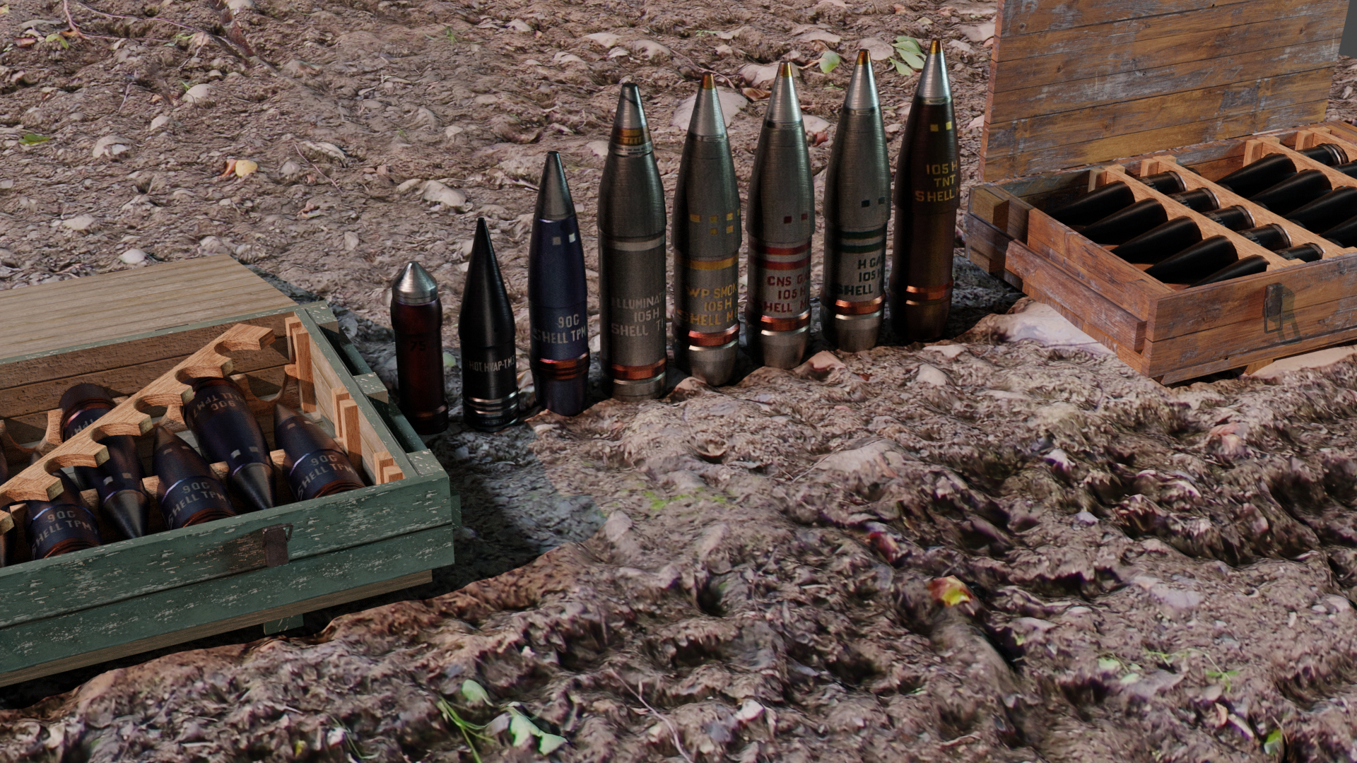 Artillery ammunition set model - TurboSquid 1844614