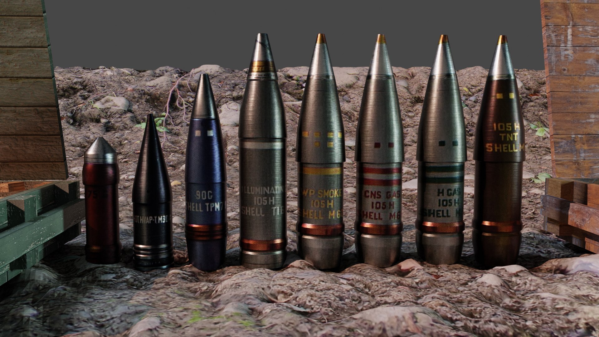 Artillery ammunition set model - TurboSquid 1844614