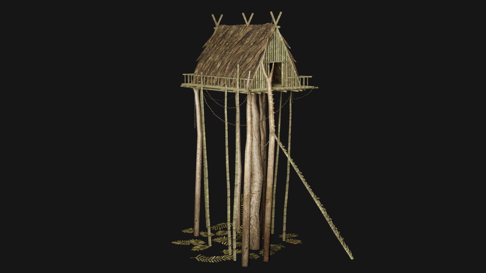 3D JUNGLE SWAMP STILT HUT SHELTER COTTAGE AAA COLLECTION model ...
