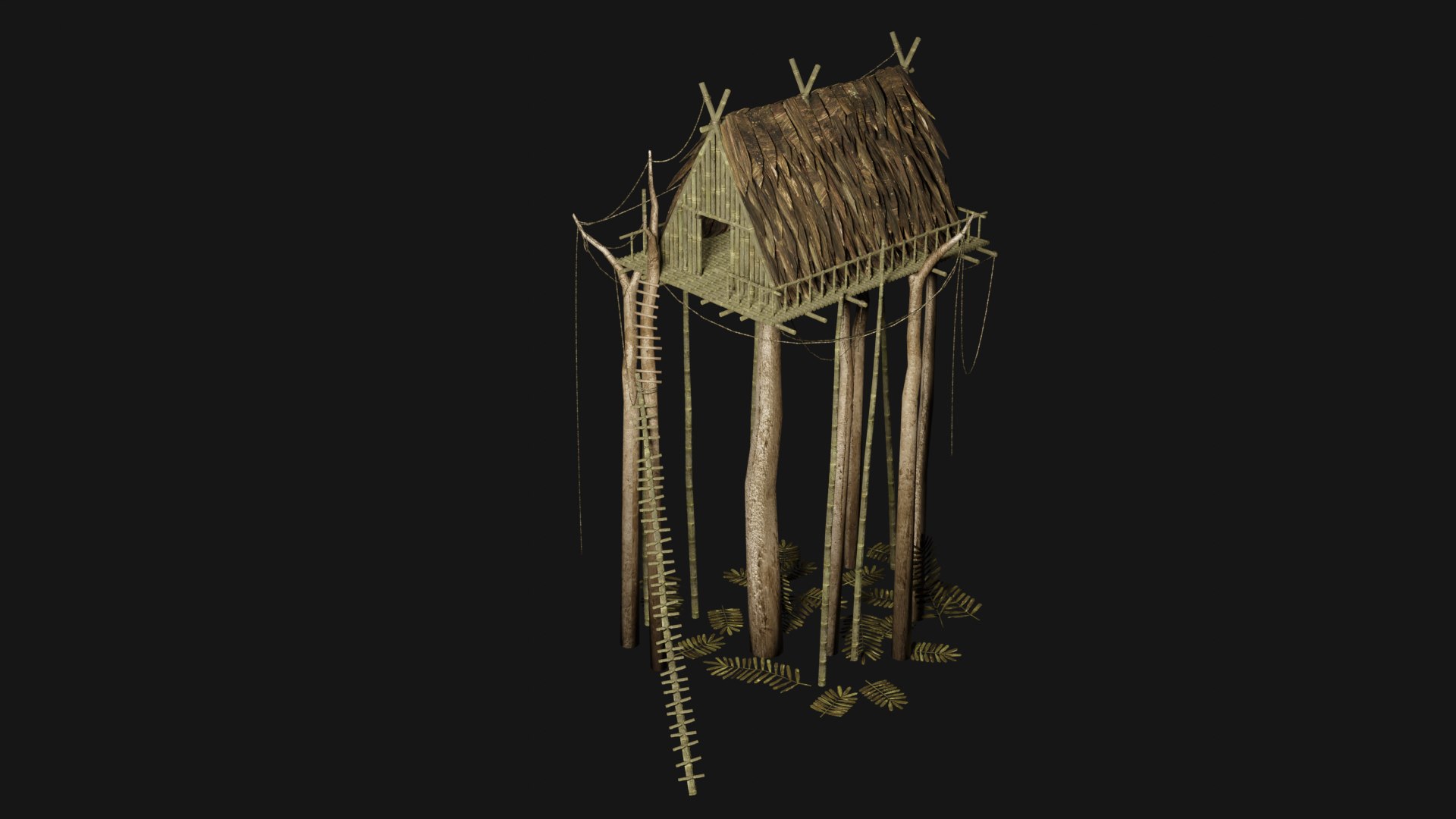 3D JUNGLE SWAMP STILT HUT SHELTER COTTAGE AAA COLLECTION Model ...