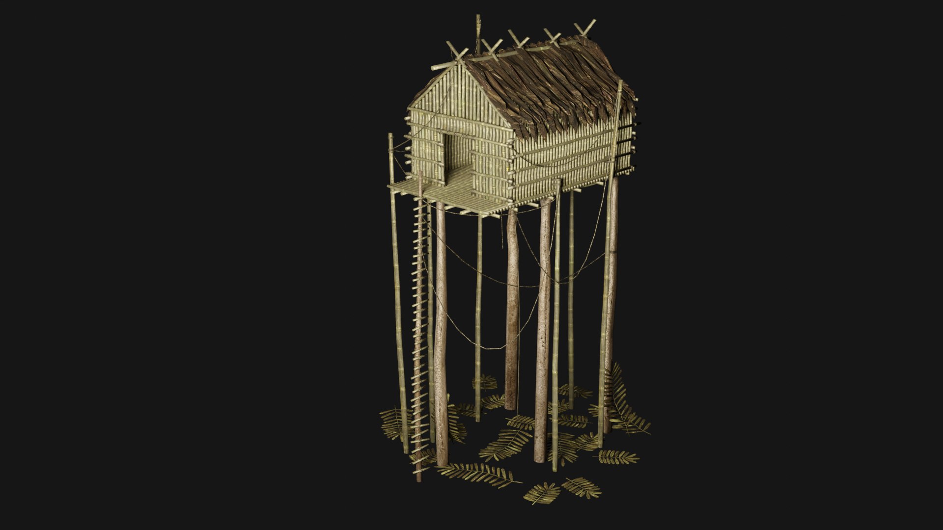 3D JUNGLE SWAMP STILT HUT SHELTER COTTAGE AAA COLLECTION model ...