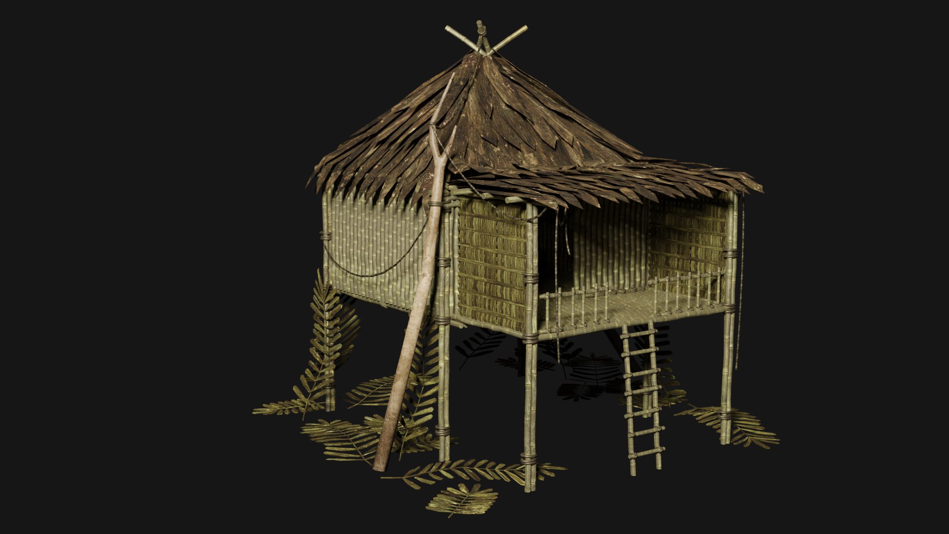 3D JUNGLE SWAMP STILT HUT SHELTER COTTAGE AAA COLLECTION model ...