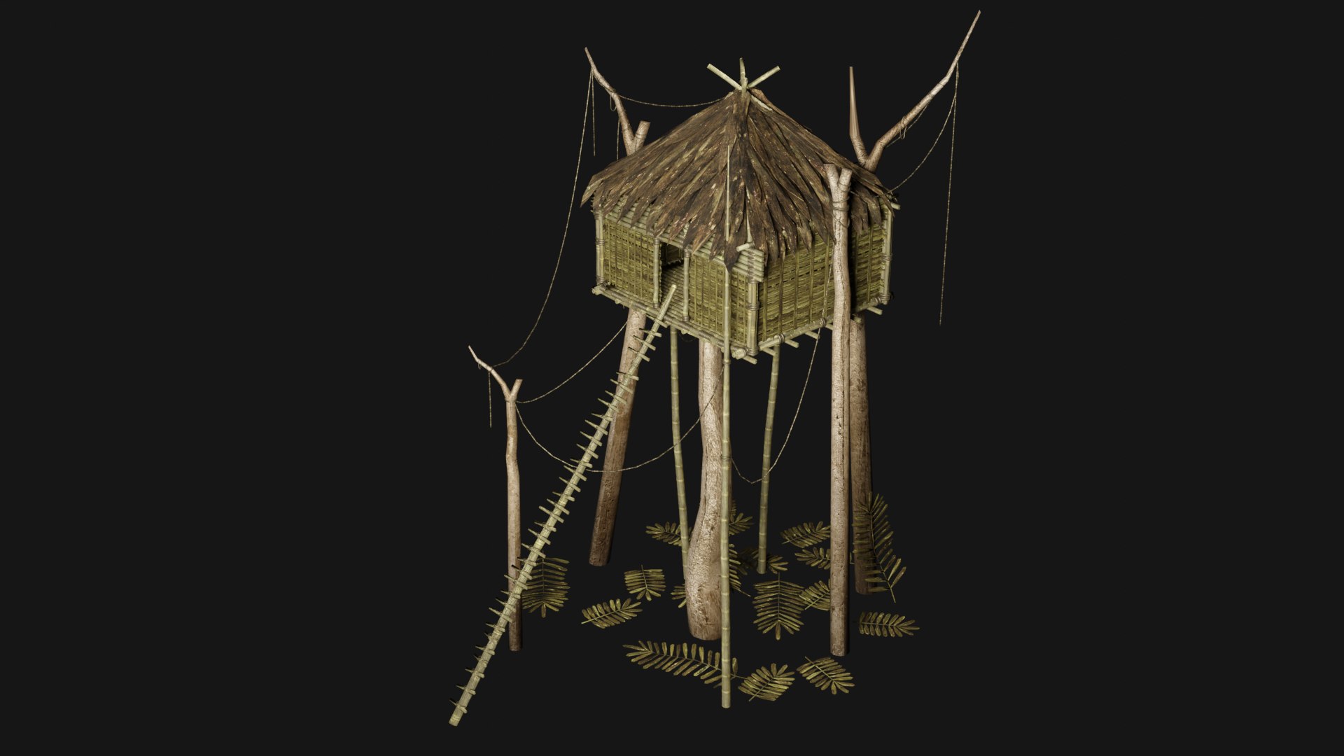 3D JUNGLE SWAMP STILT HUT SHELTER COTTAGE AAA COLLECTION Model ...