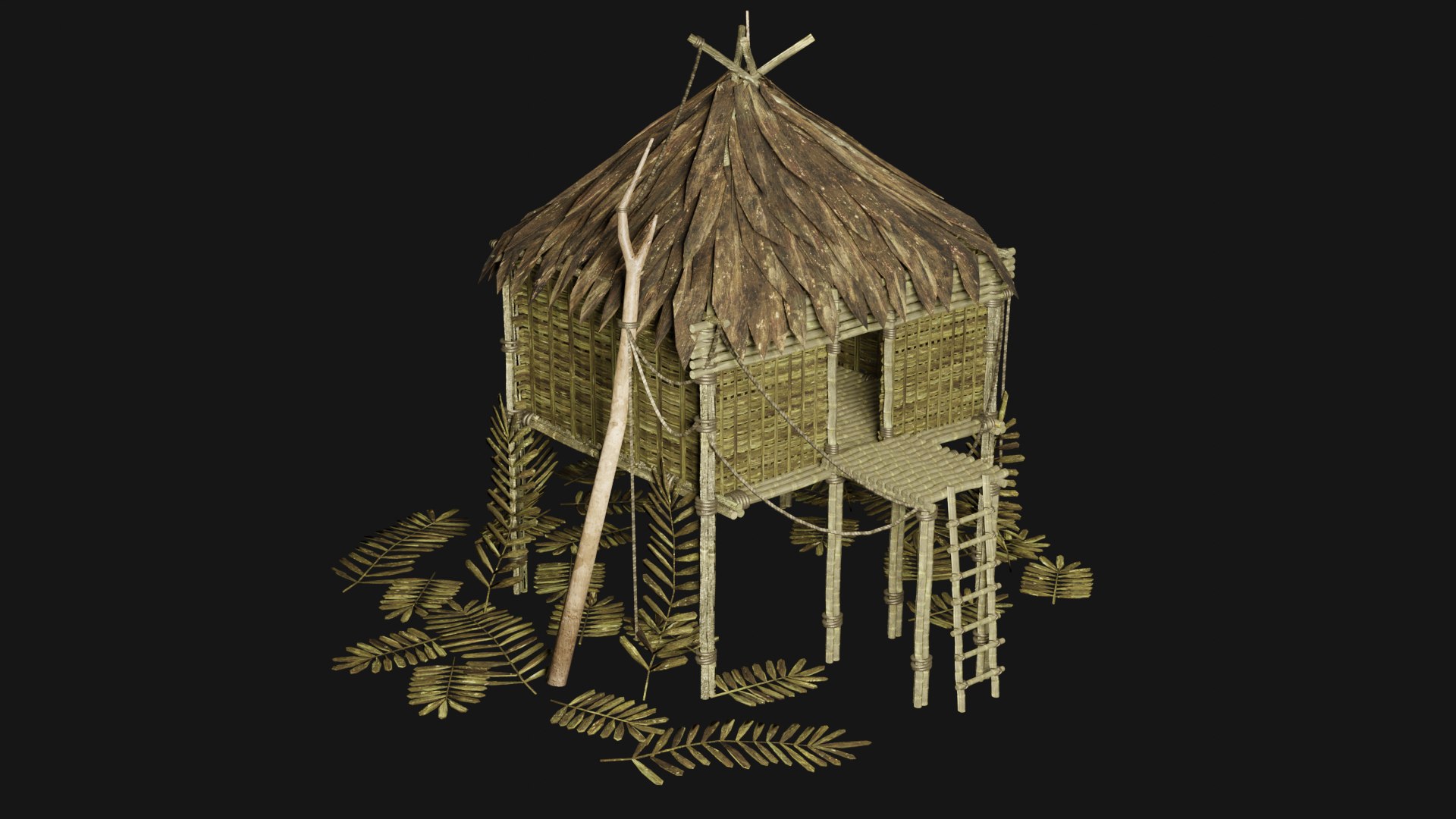 3D JUNGLE SWAMP STILT HUT SHELTER COTTAGE AAA COLLECTION Model ...
