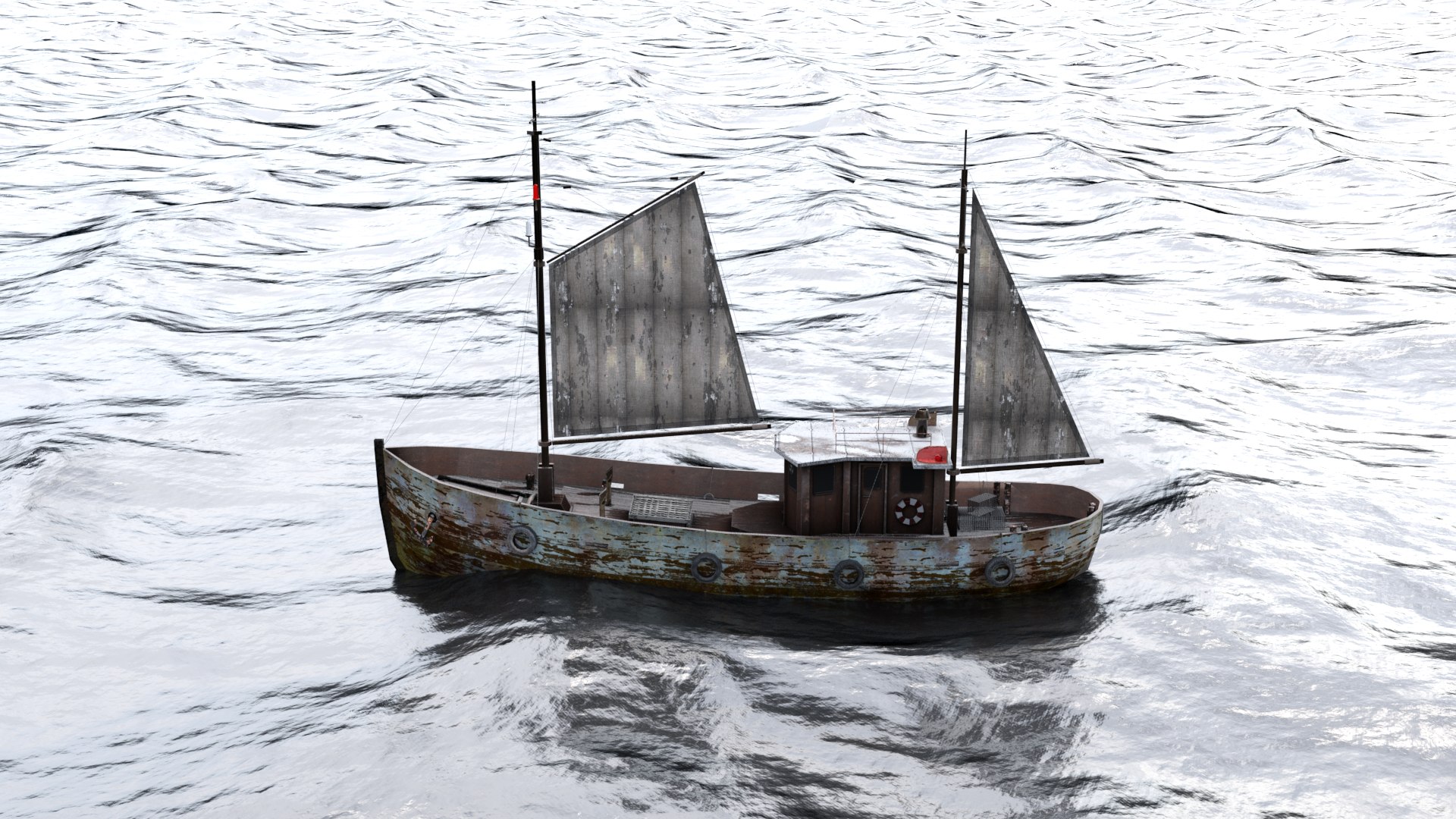 3D Sailing Fishing Boat Cutter - TurboSquid 2150590