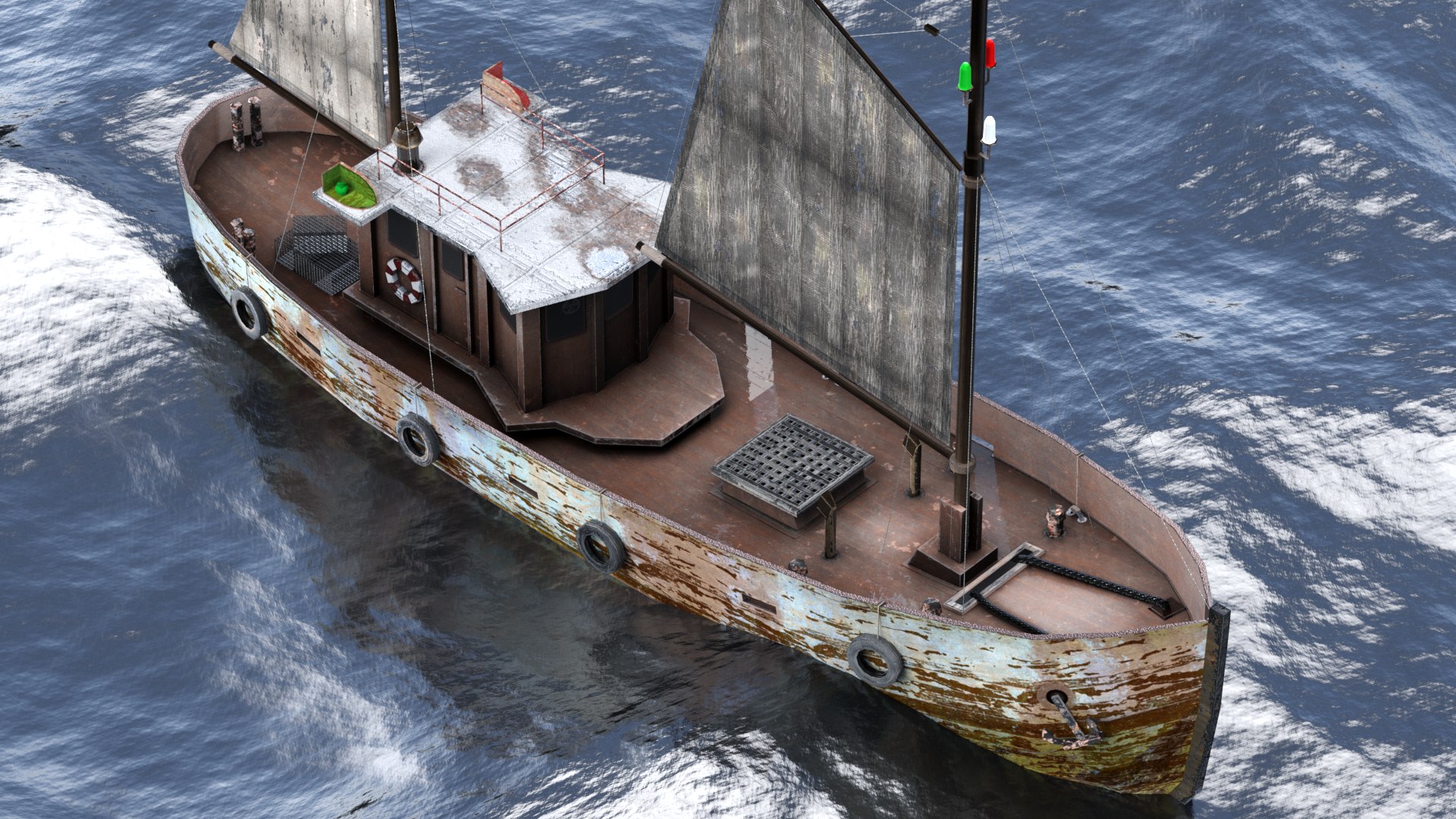 3D Sailing Fishing Boat Cutter - TurboSquid 2150590