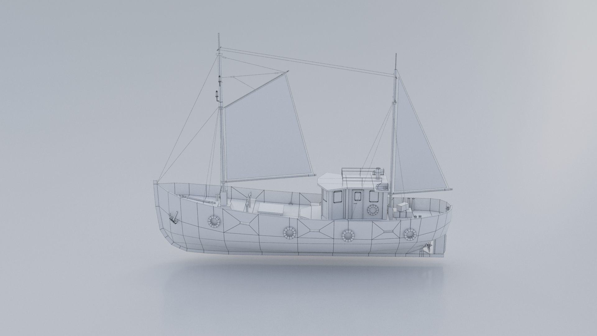 3D Sailing Fishing Boat Cutter - TurboSquid 2150590