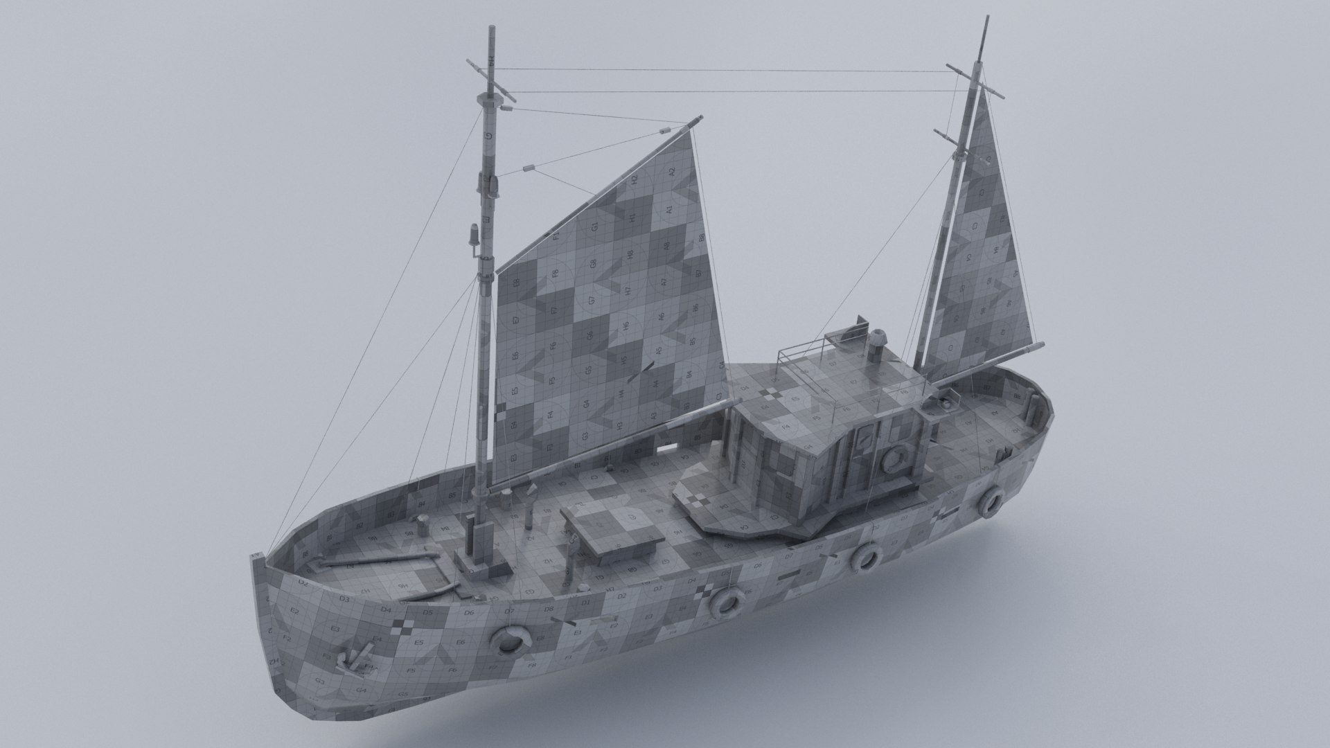 3D Sailing Fishing Boat Cutter - TurboSquid 2150590