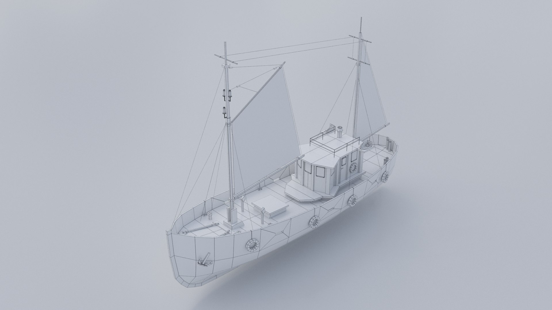 3D Sailing Fishing Boat Cutter - TurboSquid 2150590