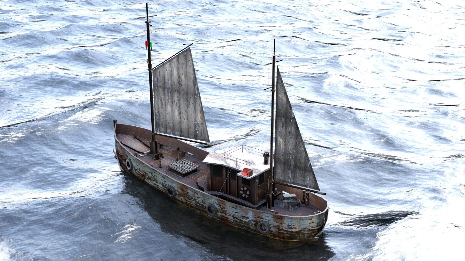 3D Sailing Fishing Boat Cutter - TurboSquid 2150590