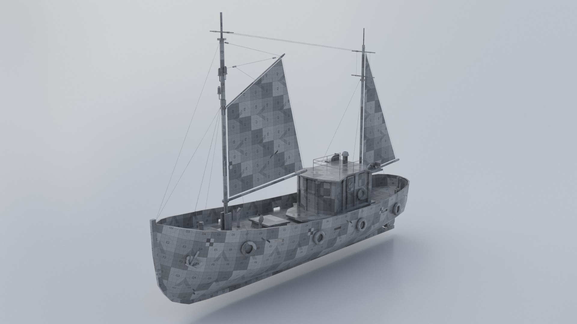 3D Sailing Fishing Boat Cutter - TurboSquid 2150590