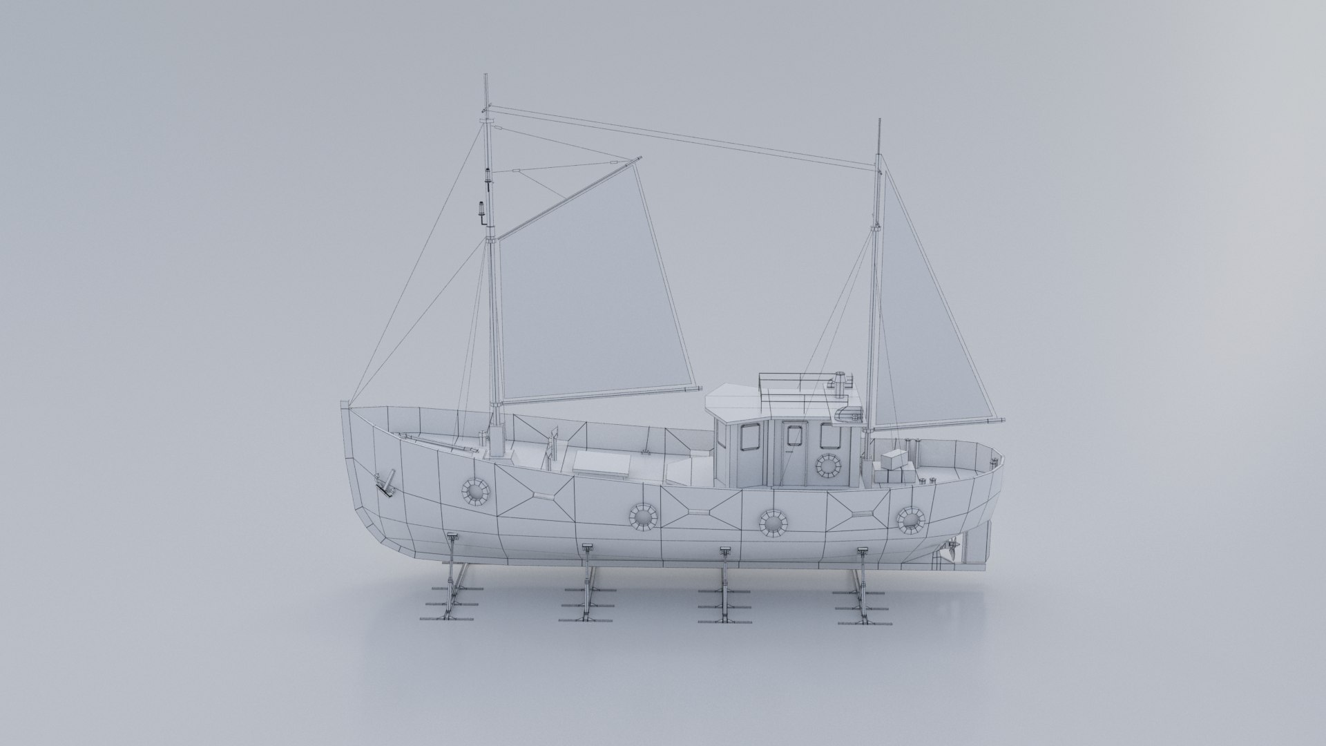 3D Sailing Fishing Boat Cutter - TurboSquid 2150590