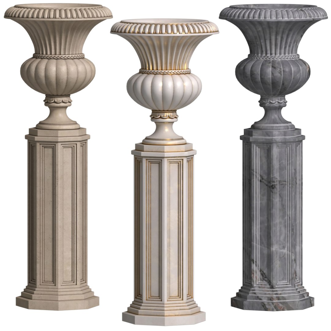 3D Classical Vase on a Pedestal for decorating the facade - TurboSquid 2101829