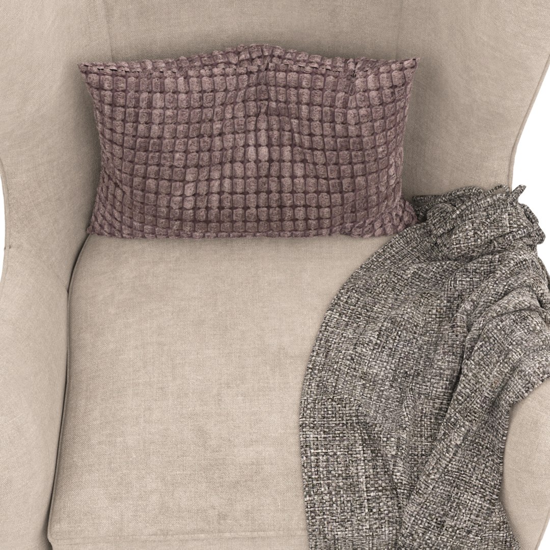 3D Monroe Wing Armchair With Cushion And Blanket Model - TurboSquid 1802094