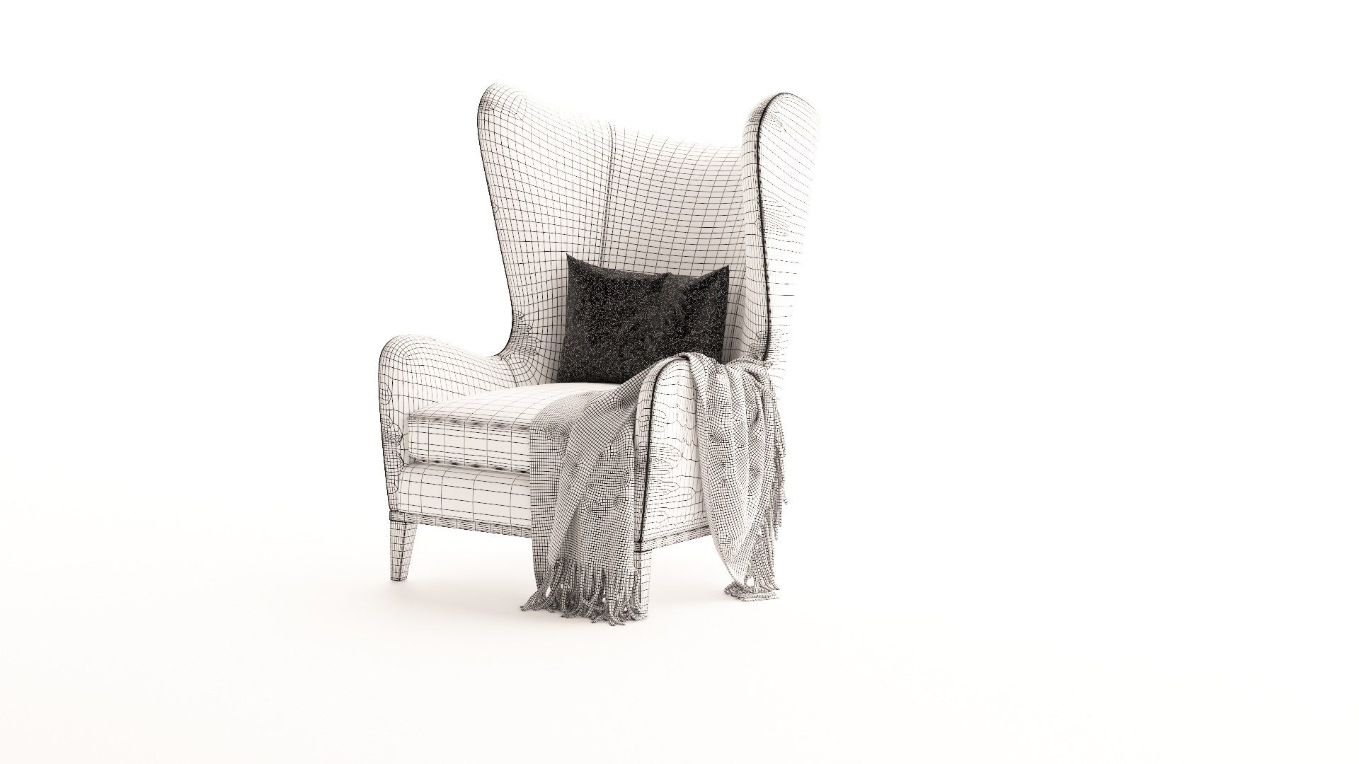 3D Monroe Wing Armchair With Cushion And Blanket Model - TurboSquid 1802094