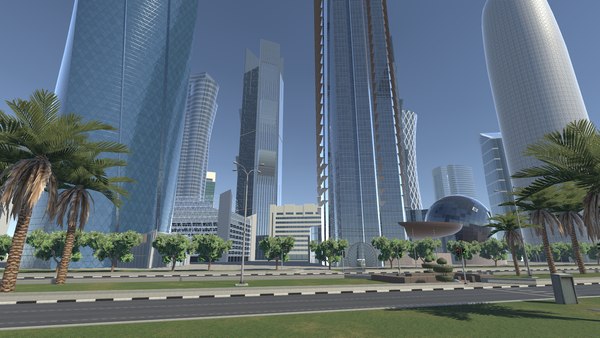 Real-time city scene doha 3D model - TurboSquid 1664462