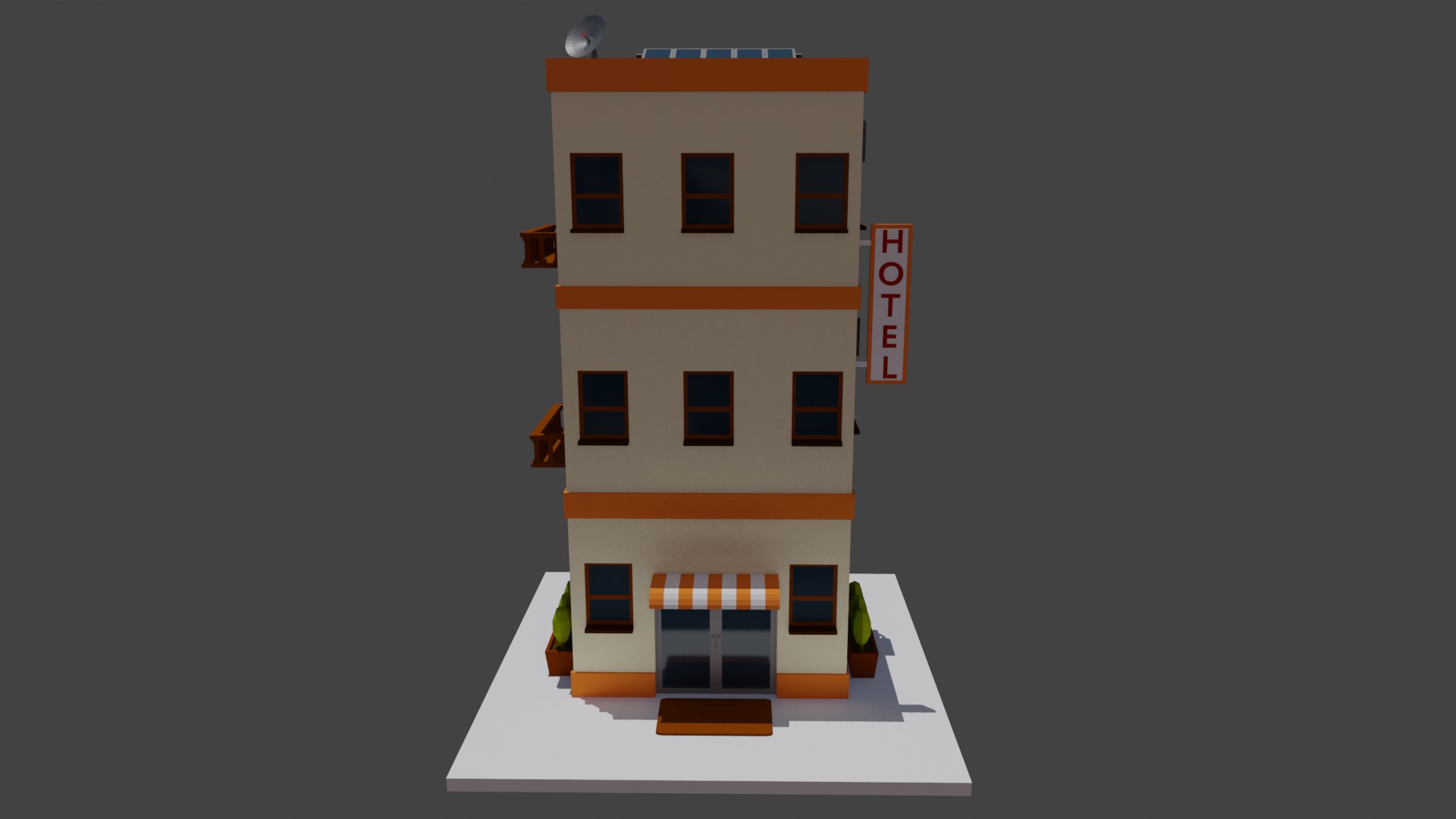 3D Low Poly Hotel - TurboSquid 2312307