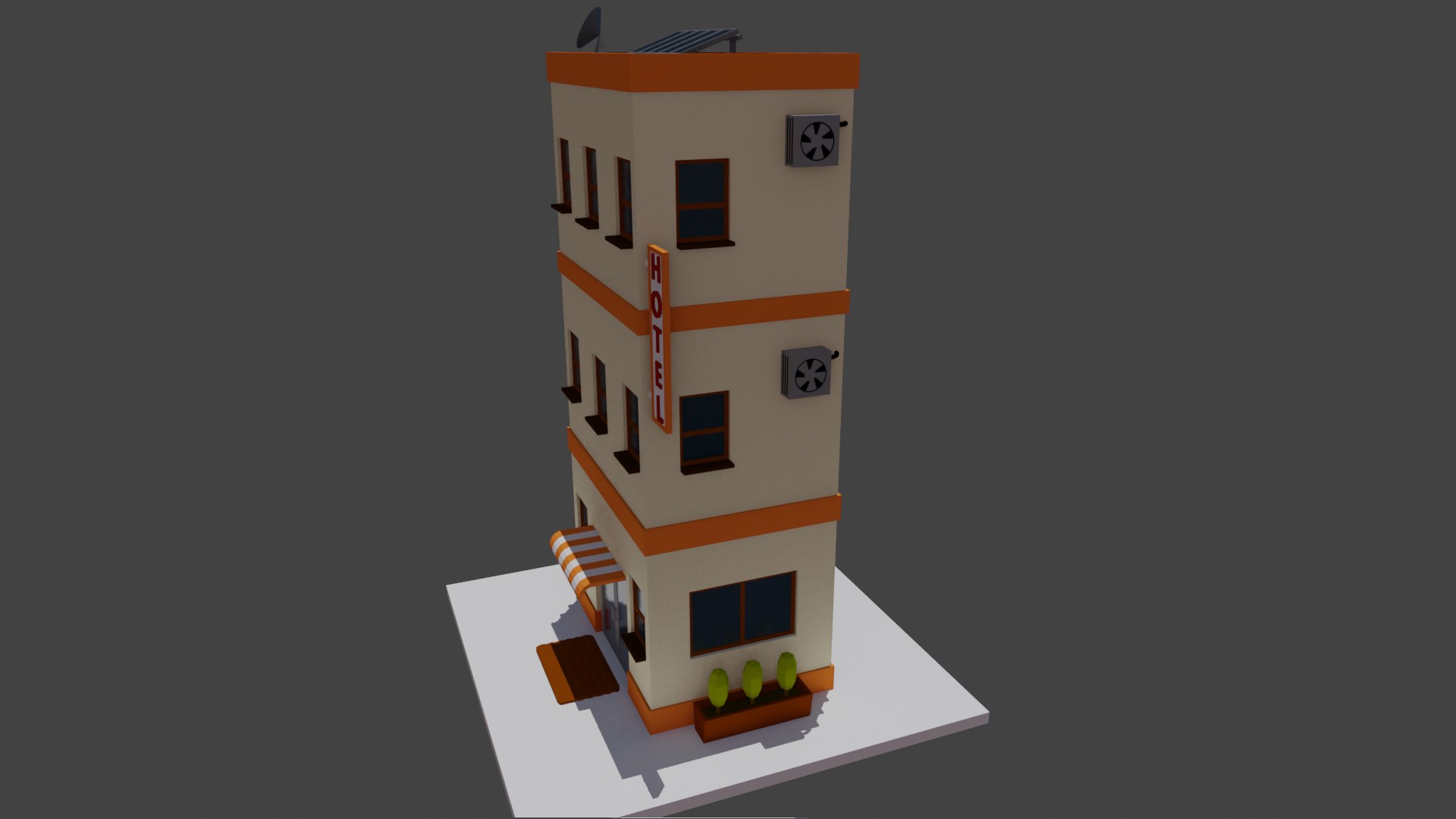 3D Low Poly Hotel - TurboSquid 2312307