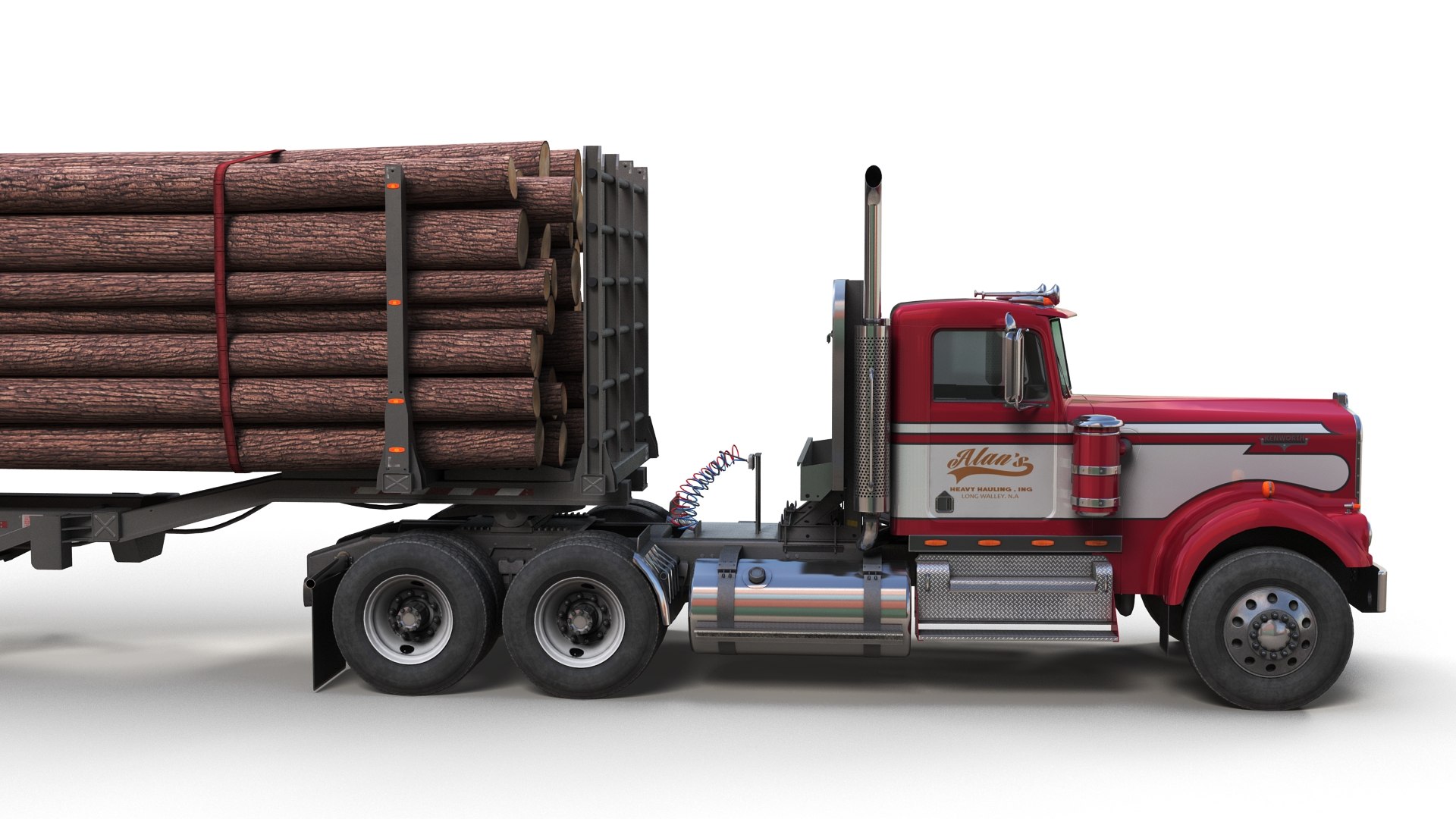3D Model Kenworth W900A Log Truck - TurboSquid 2187637