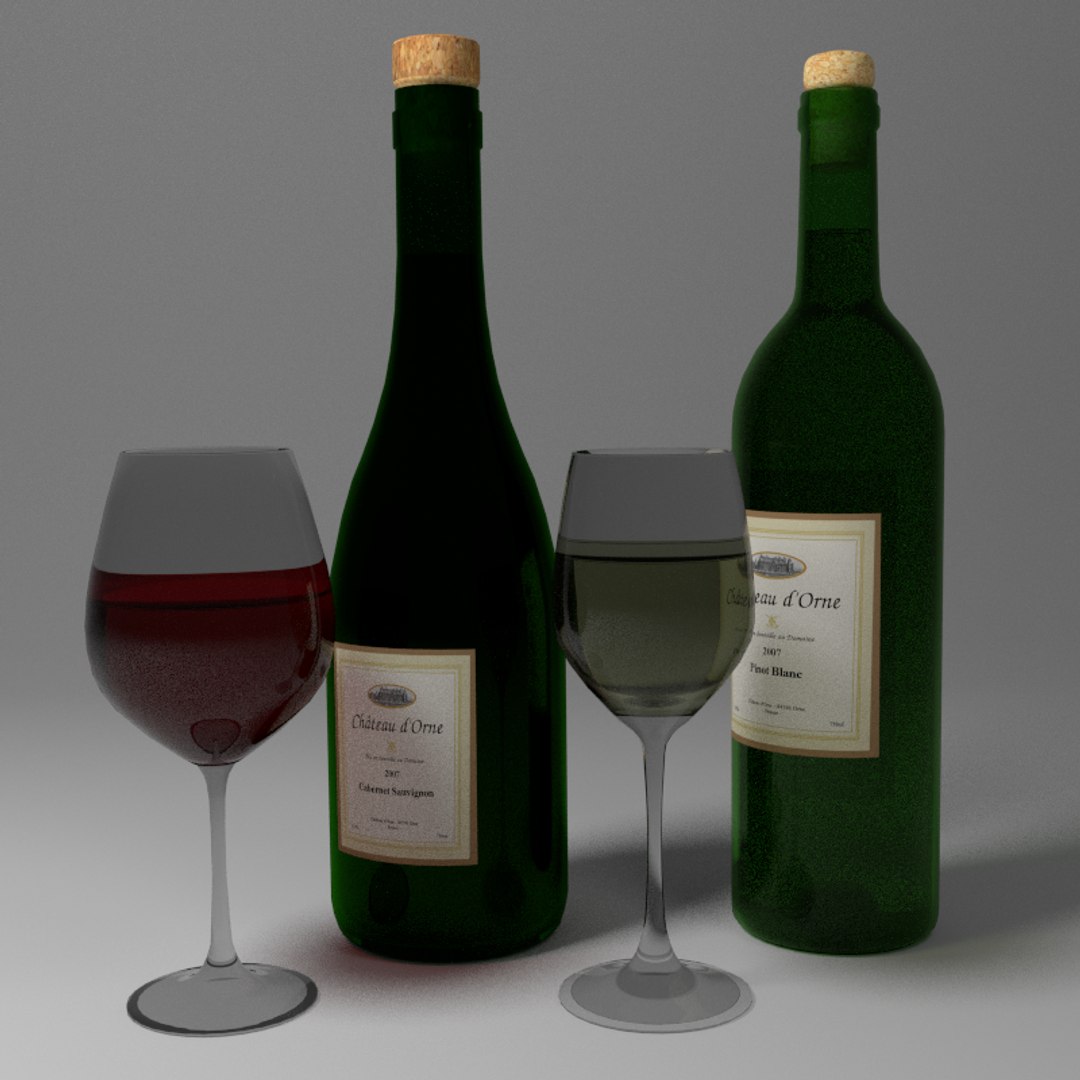 Free 3ds Model Wine Bottle