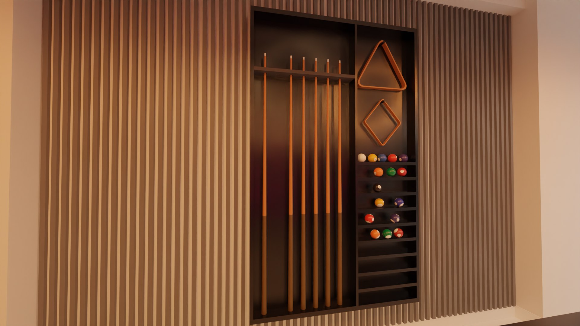 Pool Table Cue Rack Billiard Balls Pendant Lights 3D - TurboSquid 2104401