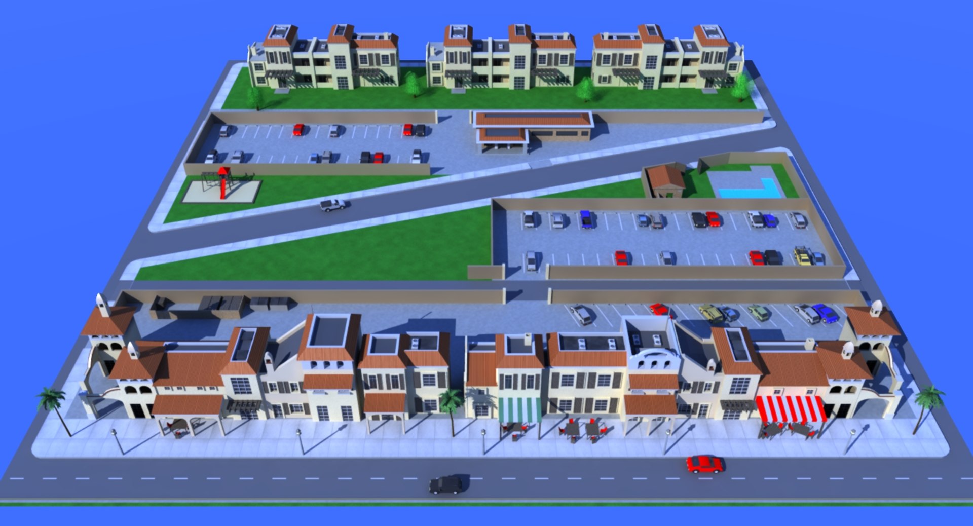 3ds Max Residential Housing Building Block