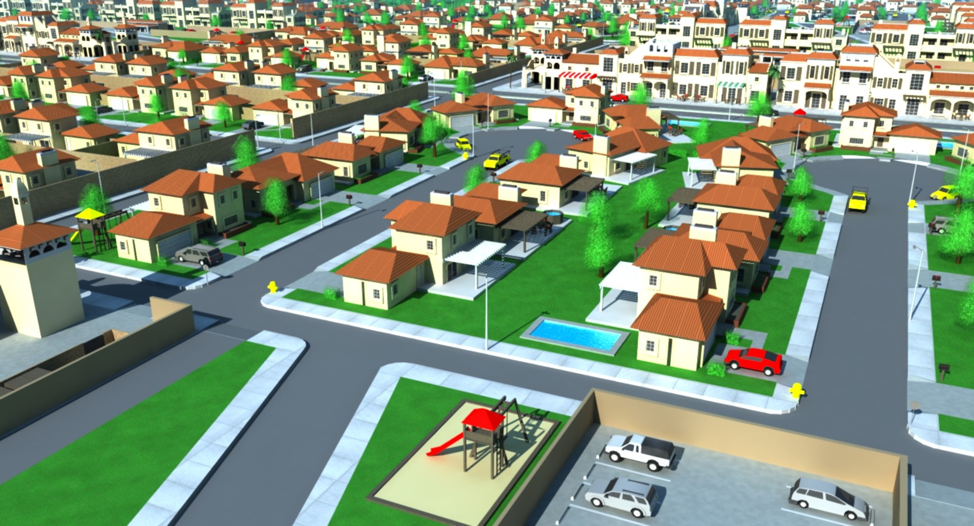 3ds Max Residential Housing Building Block