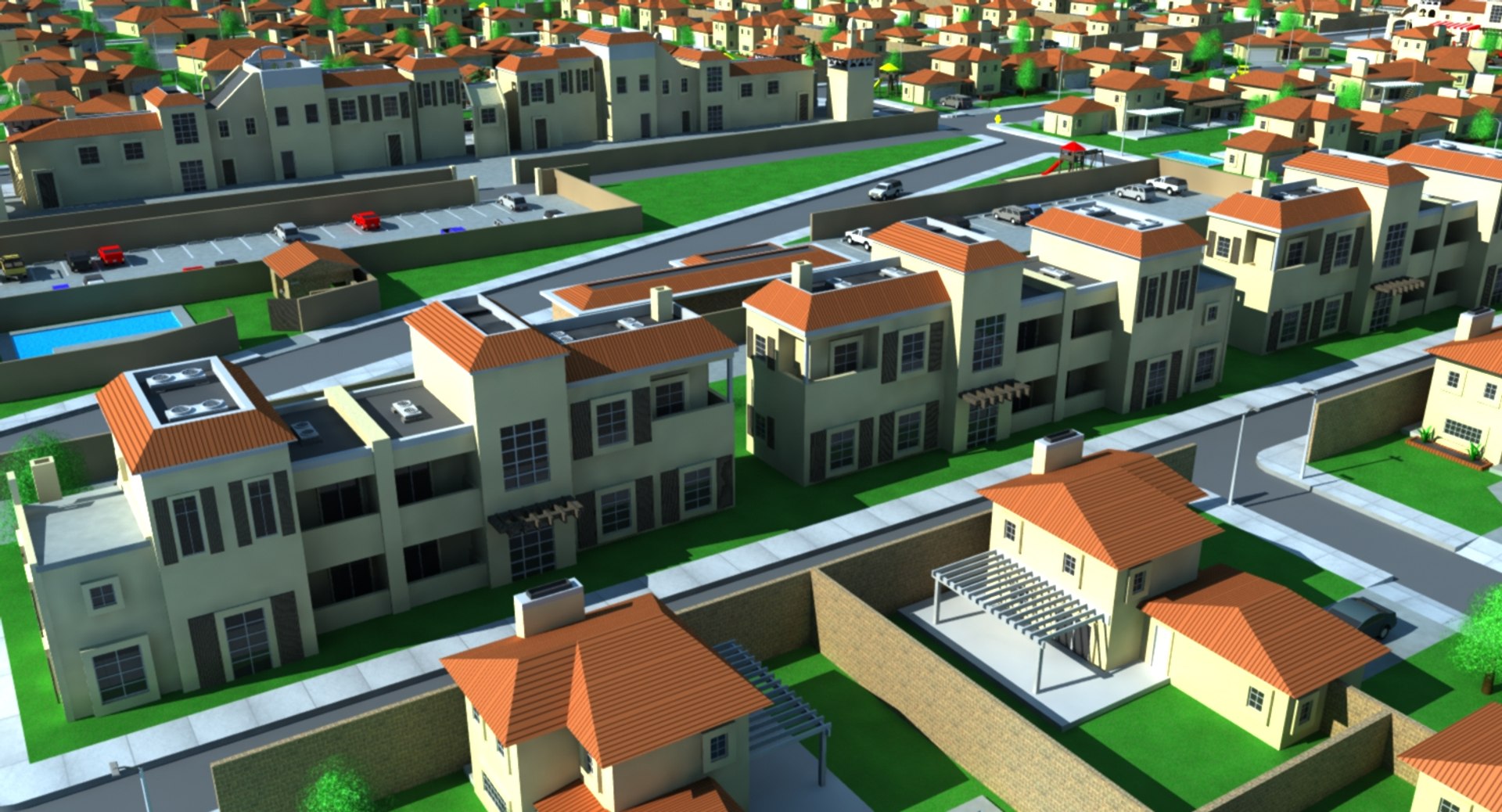 3ds Max Residential Housing Building Block