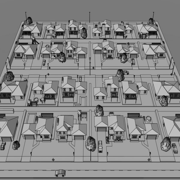 3ds max residential housing building block