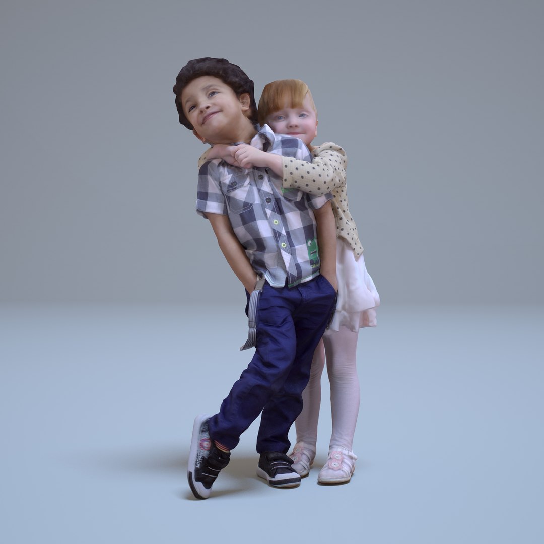 3d baby hugs people human model