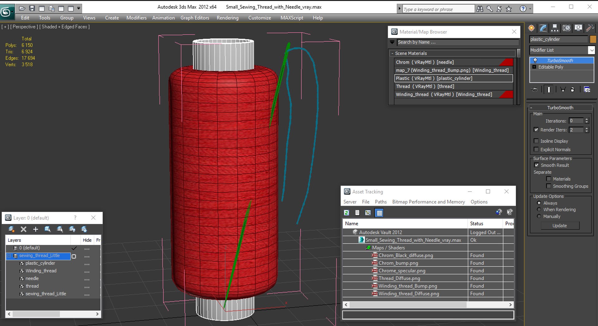 3D model small sewing thread needle - TurboSquid 1407590