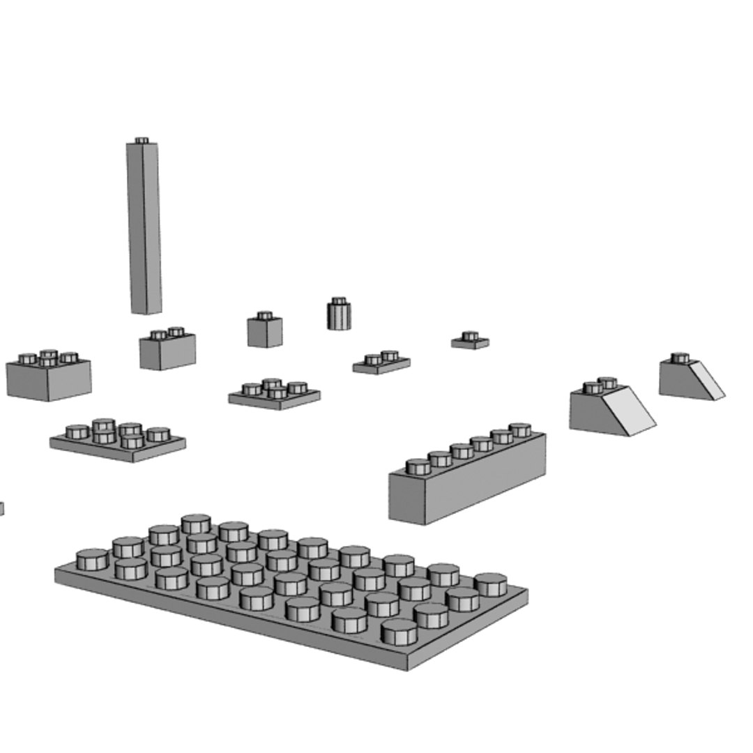 low-poly lego bricks 3d model