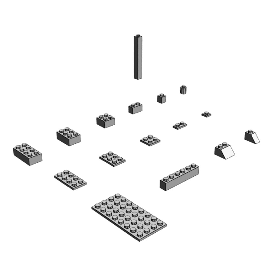 low-poly lego bricks 3d model