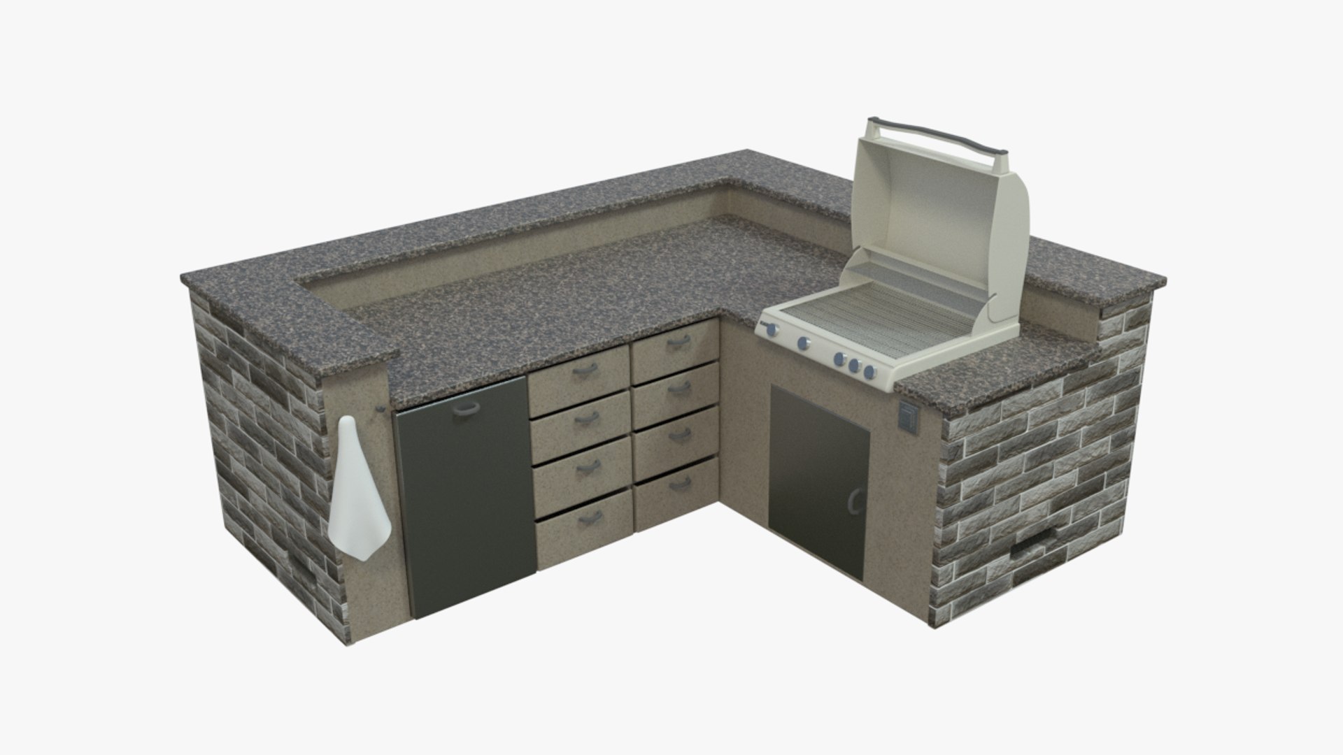 3d Model Kitchen Island Grill