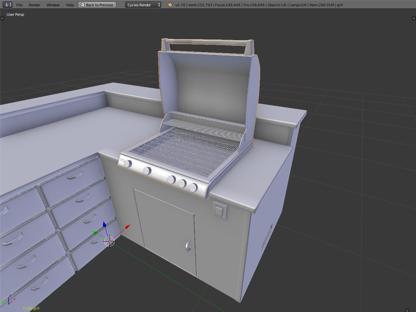 3d Model Kitchen Island Grill