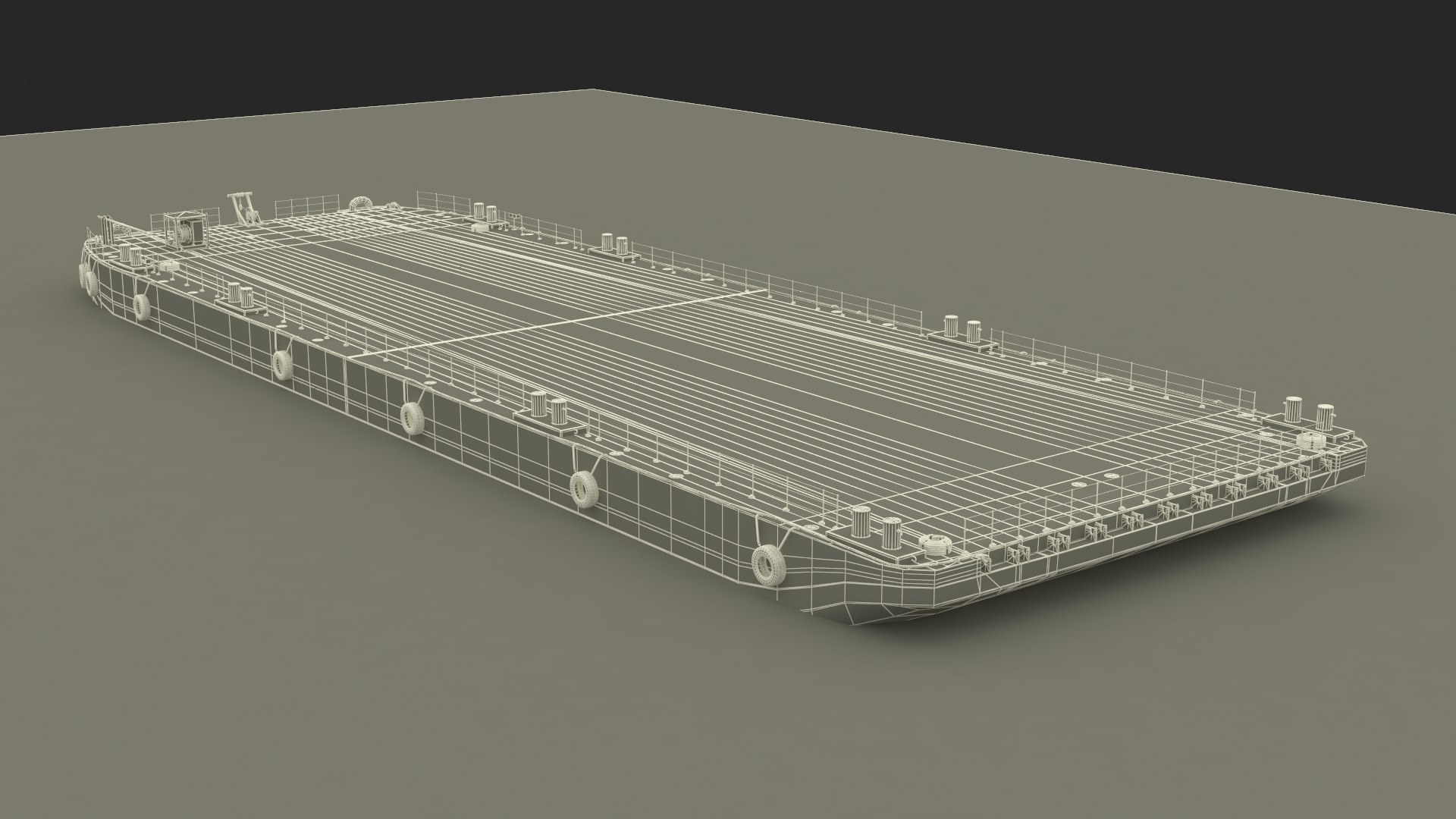 3D Industrial Flat Deck Barge On Water Model - TurboSquid 2342351