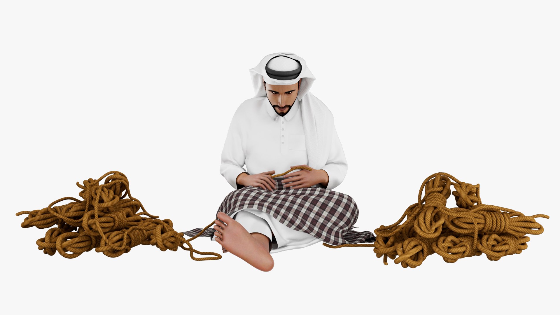 Arab Man Making Rope 3D - TurboSquid 2186704