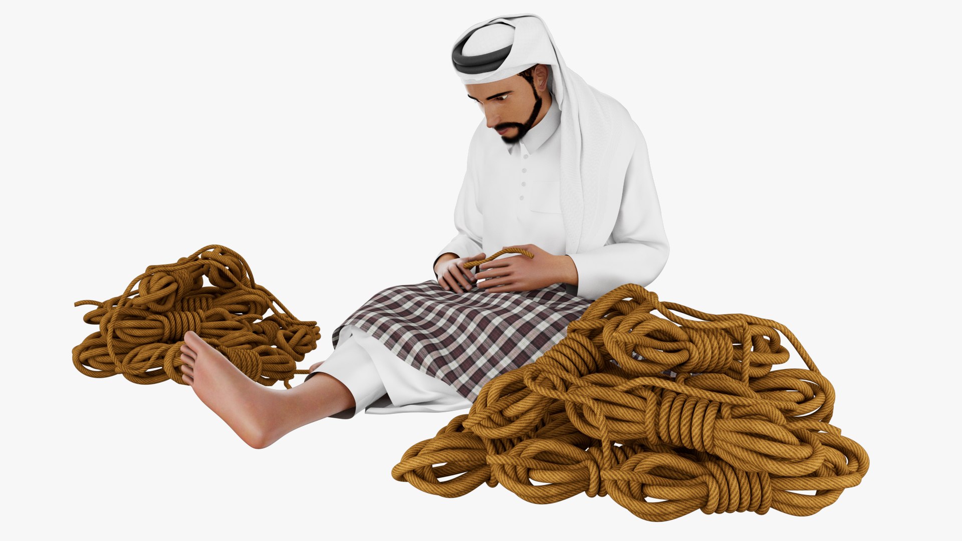 Arab Man Making Rope 3D - TurboSquid 2186704