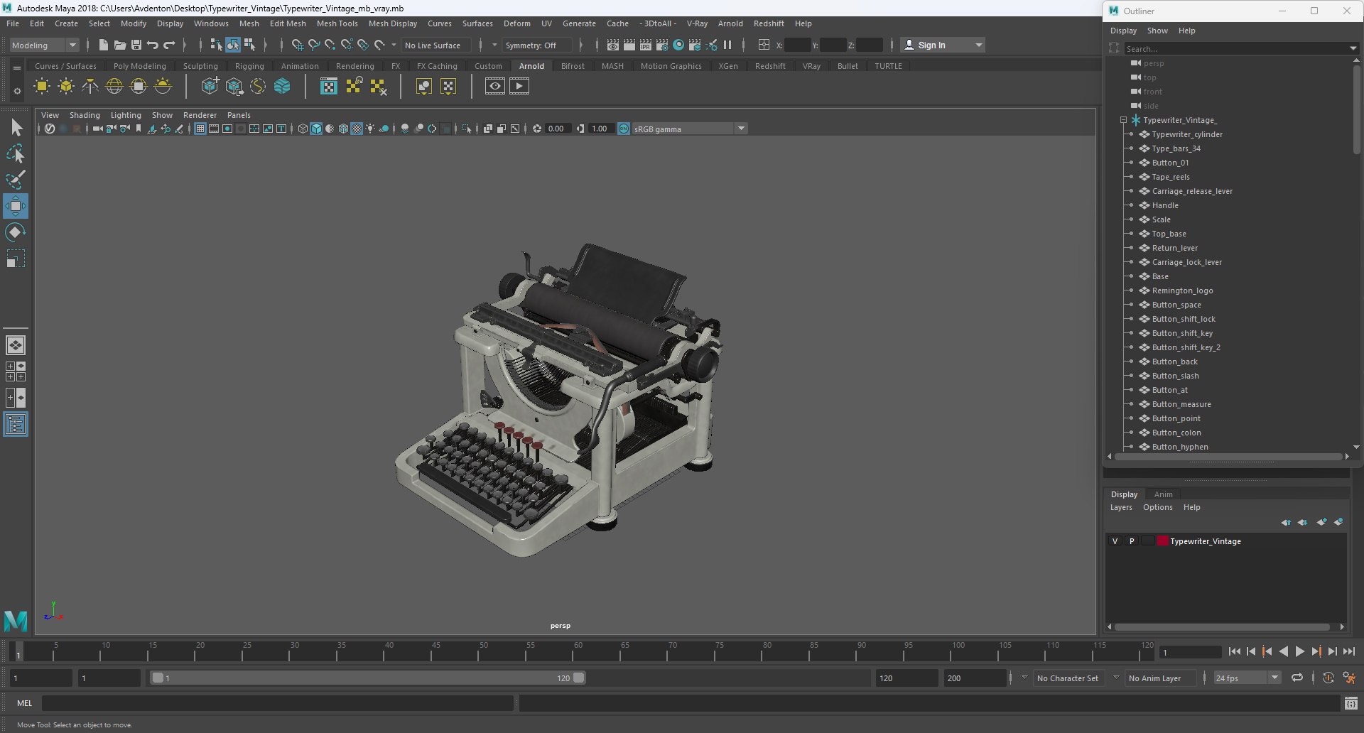 Typewriter Vintage 3D Model - TurboSquid 2274491