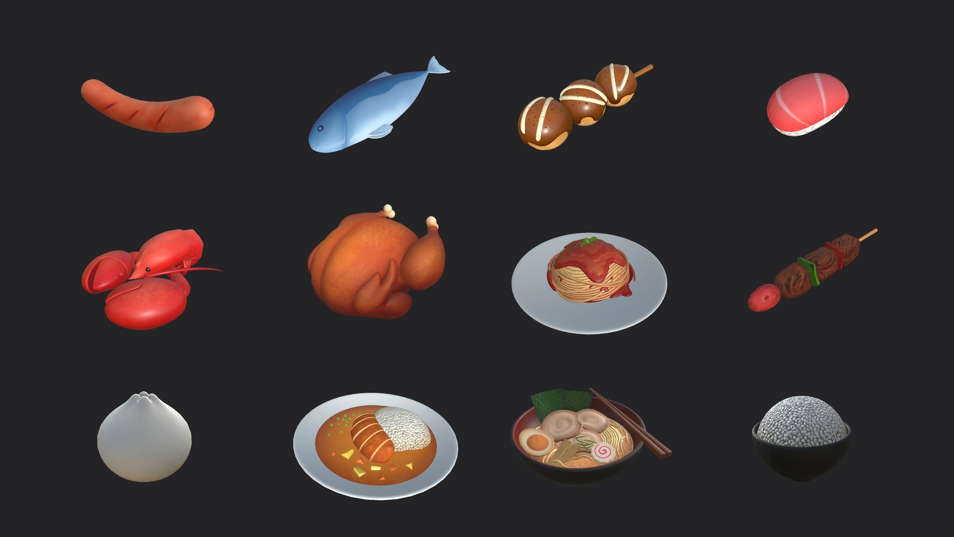 Cartoon Food Pack 2 Model - TurboSquid 1413039