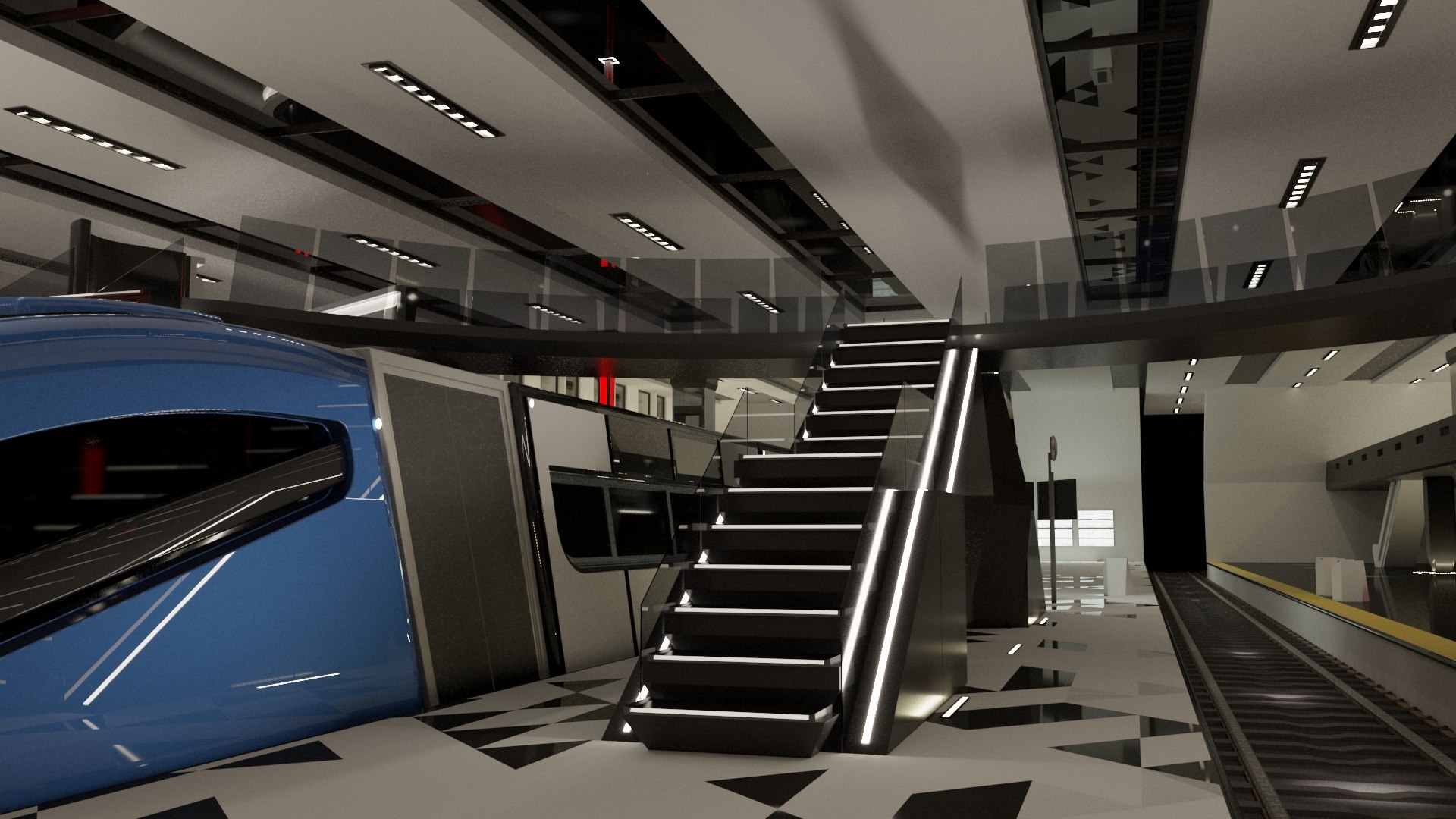 3D Futuristic Train Station - TurboSquid 1652484