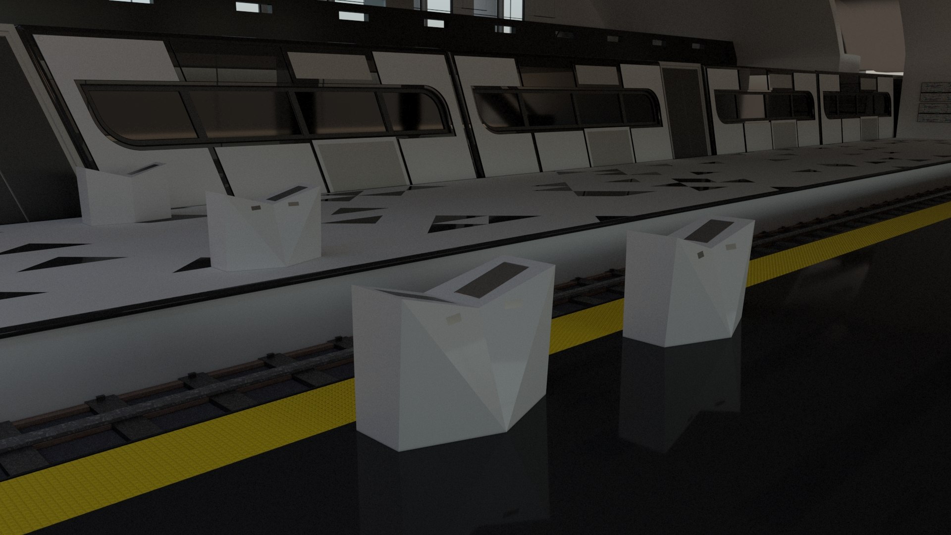 3D Futuristic Train Station - TurboSquid 1652484