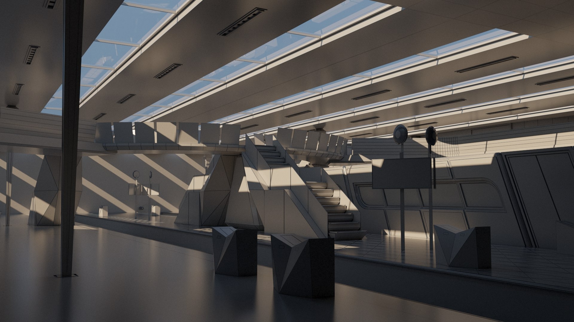 3D Futuristic Train Station - TurboSquid 1652484