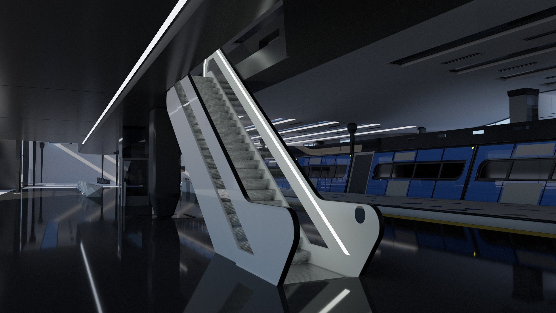 3D Futuristic Train Station - TurboSquid 1652484