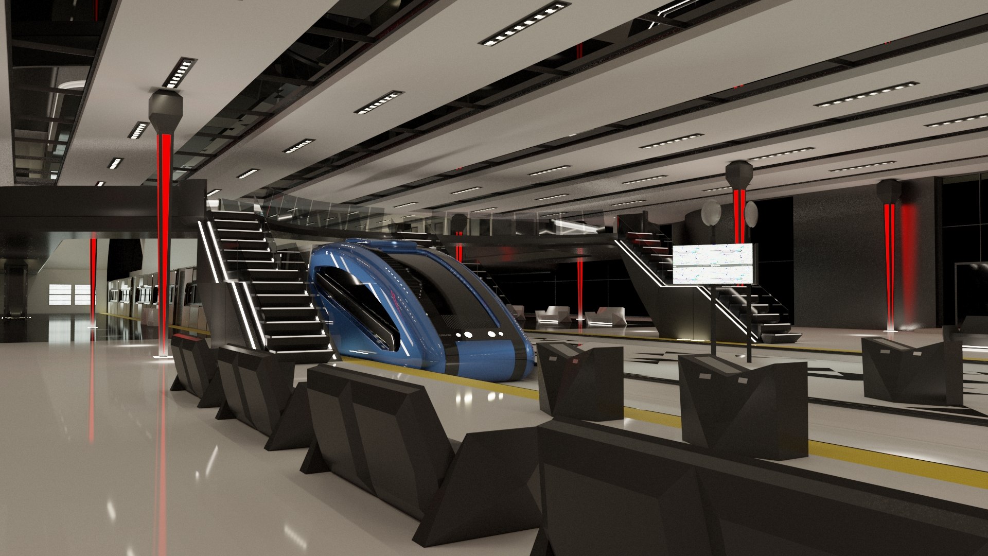 3D Futuristic Train Station - TurboSquid 1652484