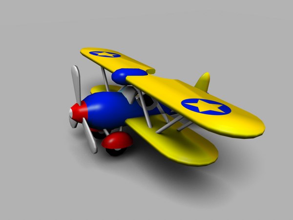 3ds max cartoon toy bi-plane