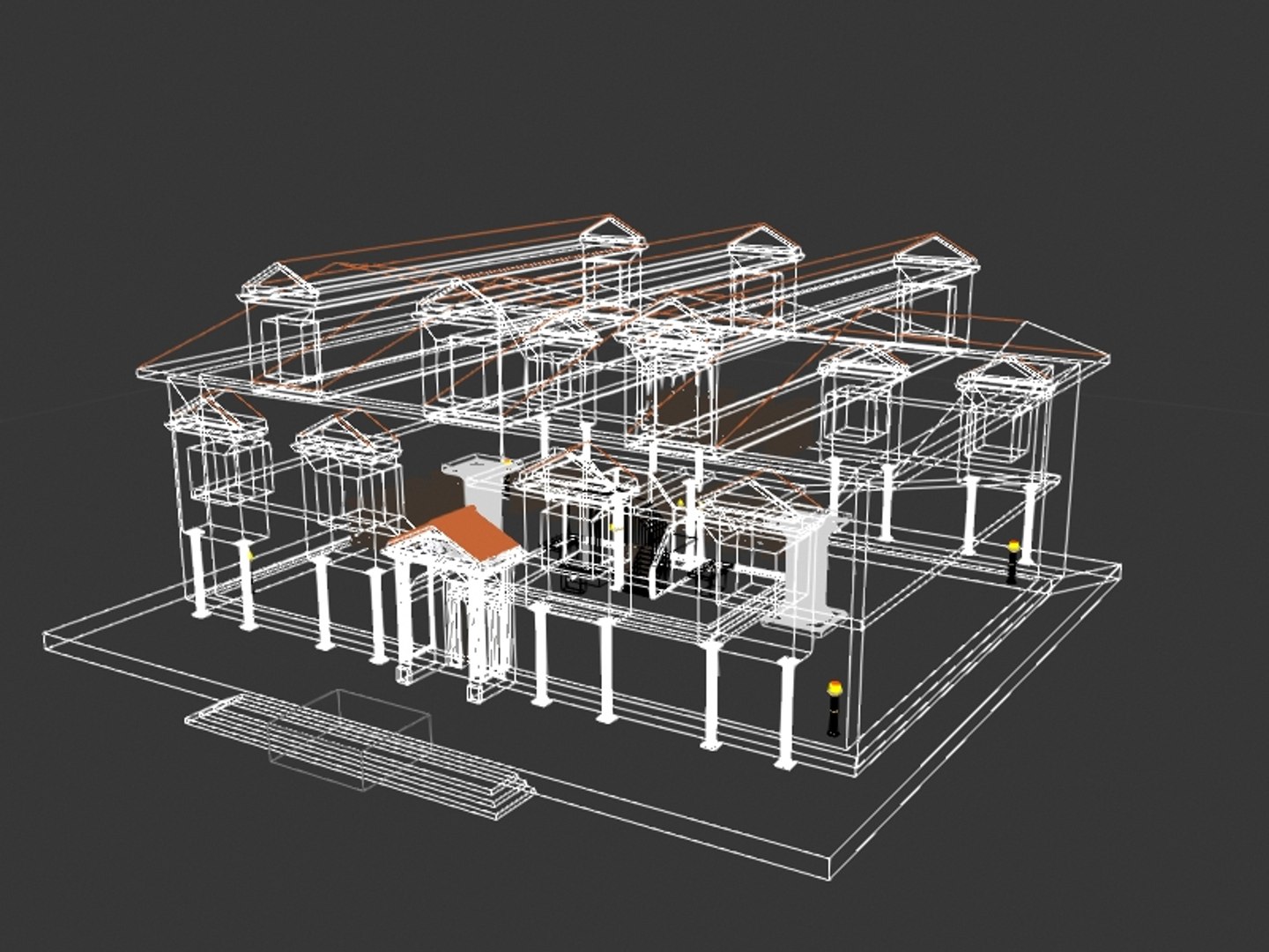 Roman Library 3d Model