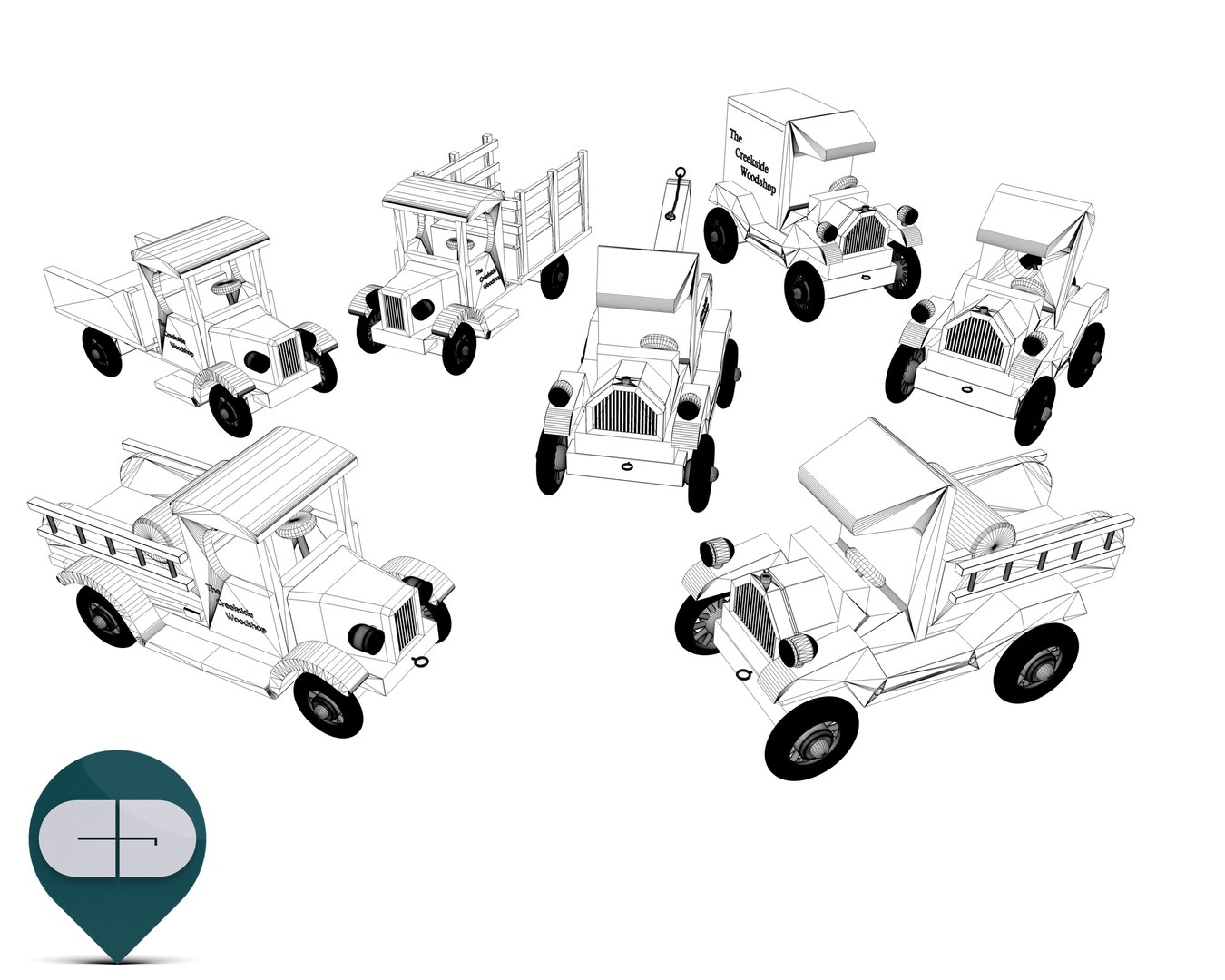 seven wooden car 3d model