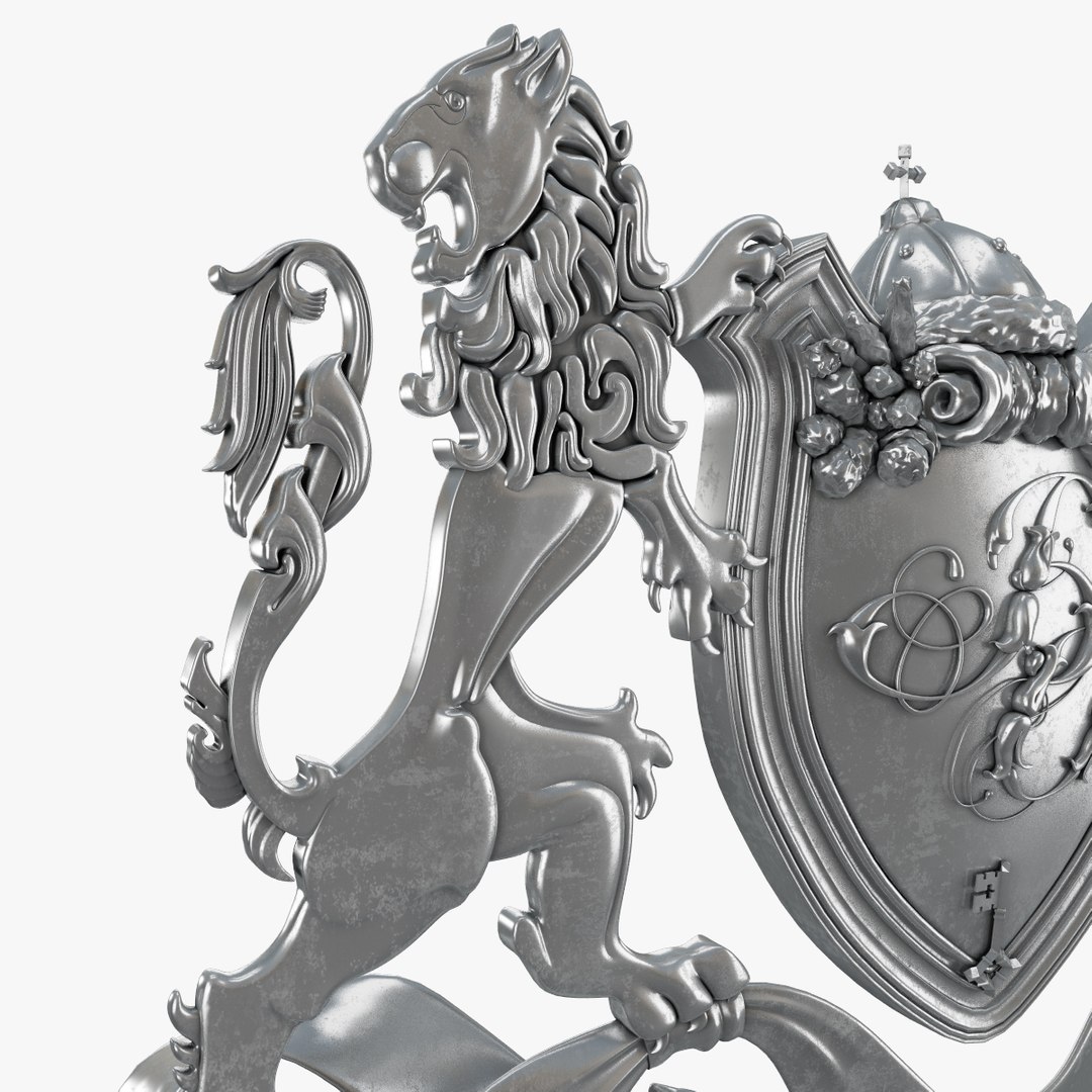 3d roll arms lions shield